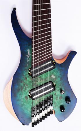 Agile Chiral Parallax 82528 Satin Green / Blue Headless Guitar