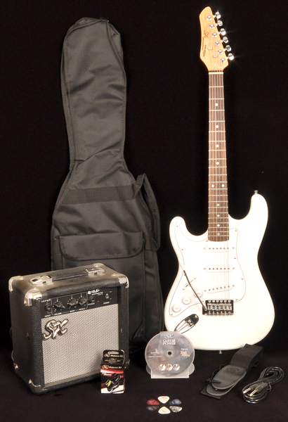 SX RST 3/4 LH White Short Scale Left Handed Guitar Package - RondoMusic.com